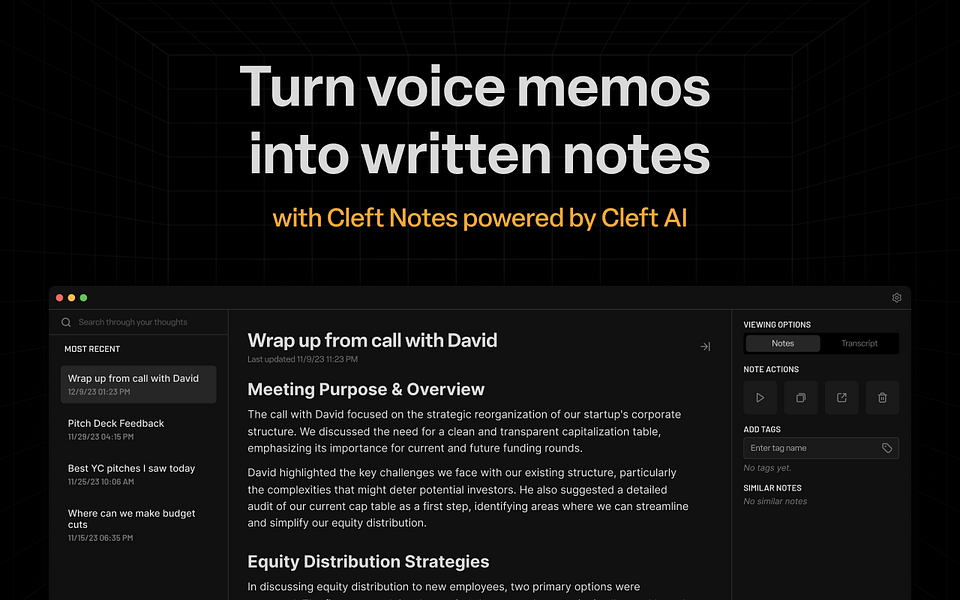 Cleft Notes: A magic notebook powered by your voice | BetaList