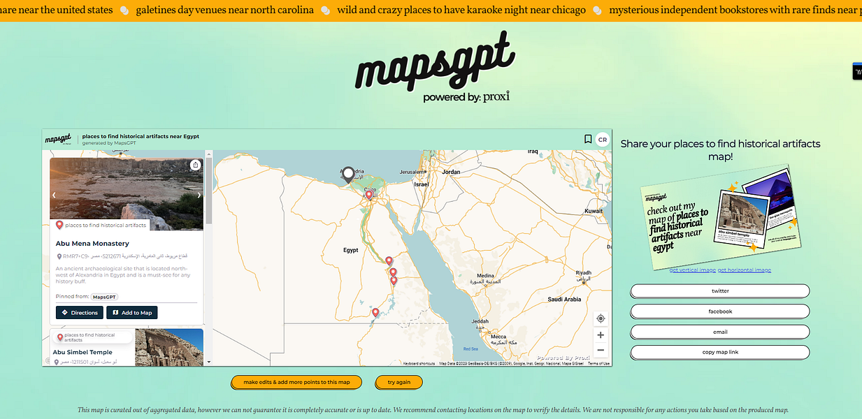 MapsGPT: Use AI to generate map content, A first of it's | BetaList