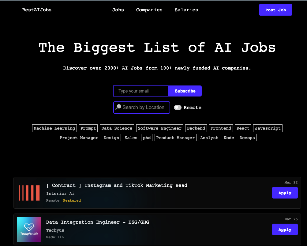 BestAIJobs: Best AI jobs from 100+ recently funded AI | BetaList