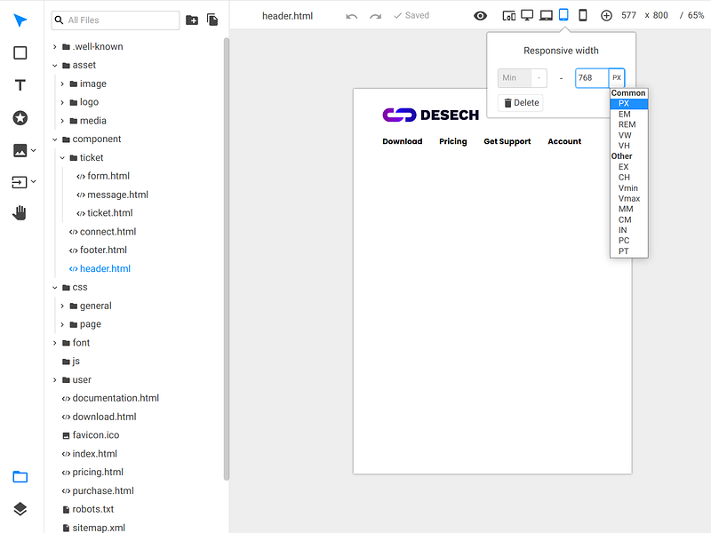 Desech Studio: Nocode visual html/css editor for web | BetaList