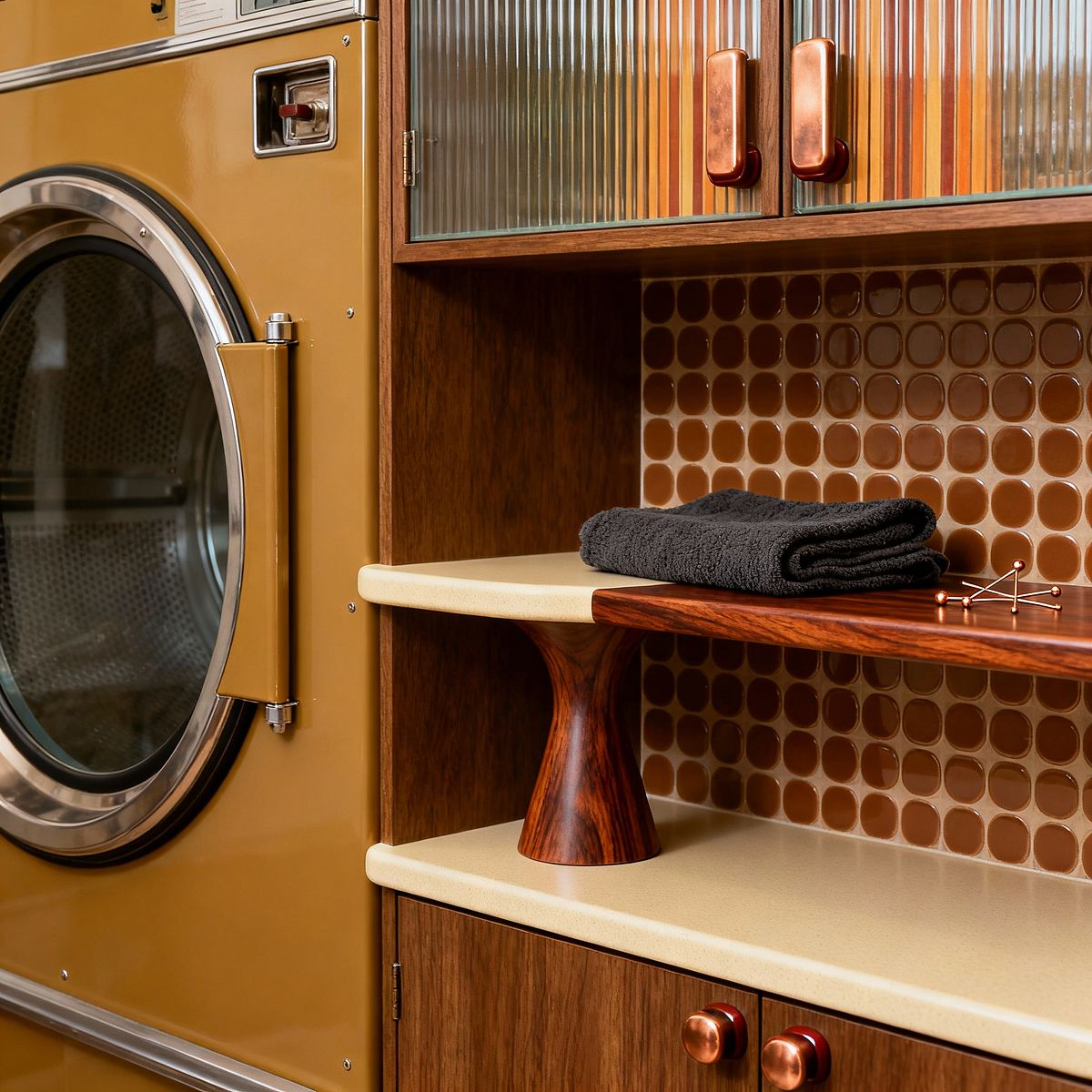 Room AI – Harvest Gold Laundry with Walnut and Copper - Interior