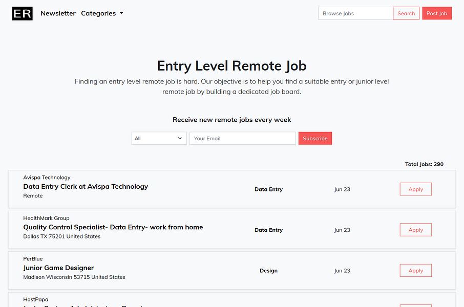 Entry Level Remote Job: A dedicated job board for finding | BetaList