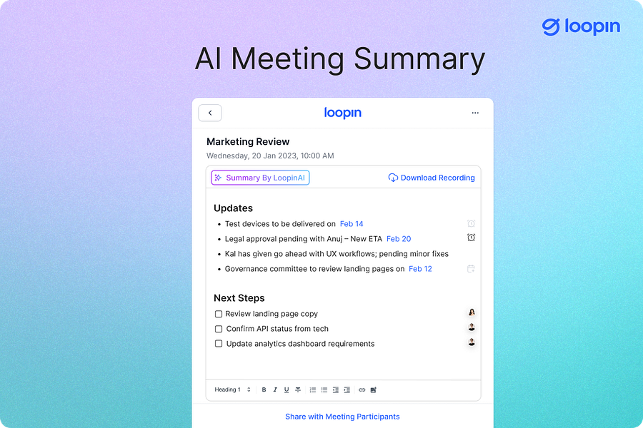 Loopin AI: All your meeting notes and tasks - recorded and | BetaList Loopin AI: All your meeting notes and tasks - recorded and | BetaList