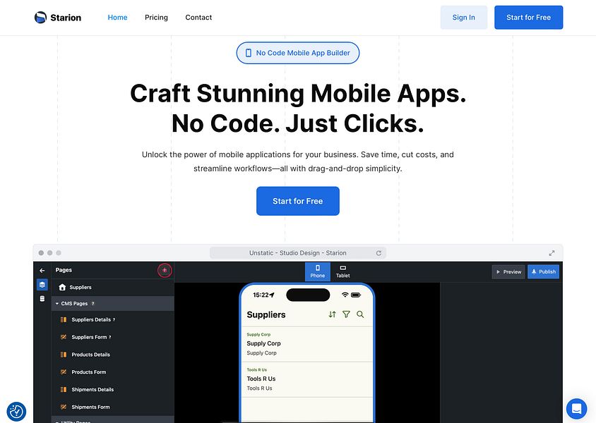 Starion: No Code Mobile Native App Builder | BetaList