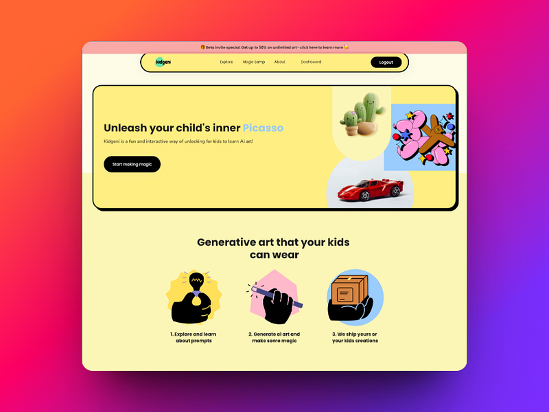 Kidgeni: An Ai art creator for kids | BetaList