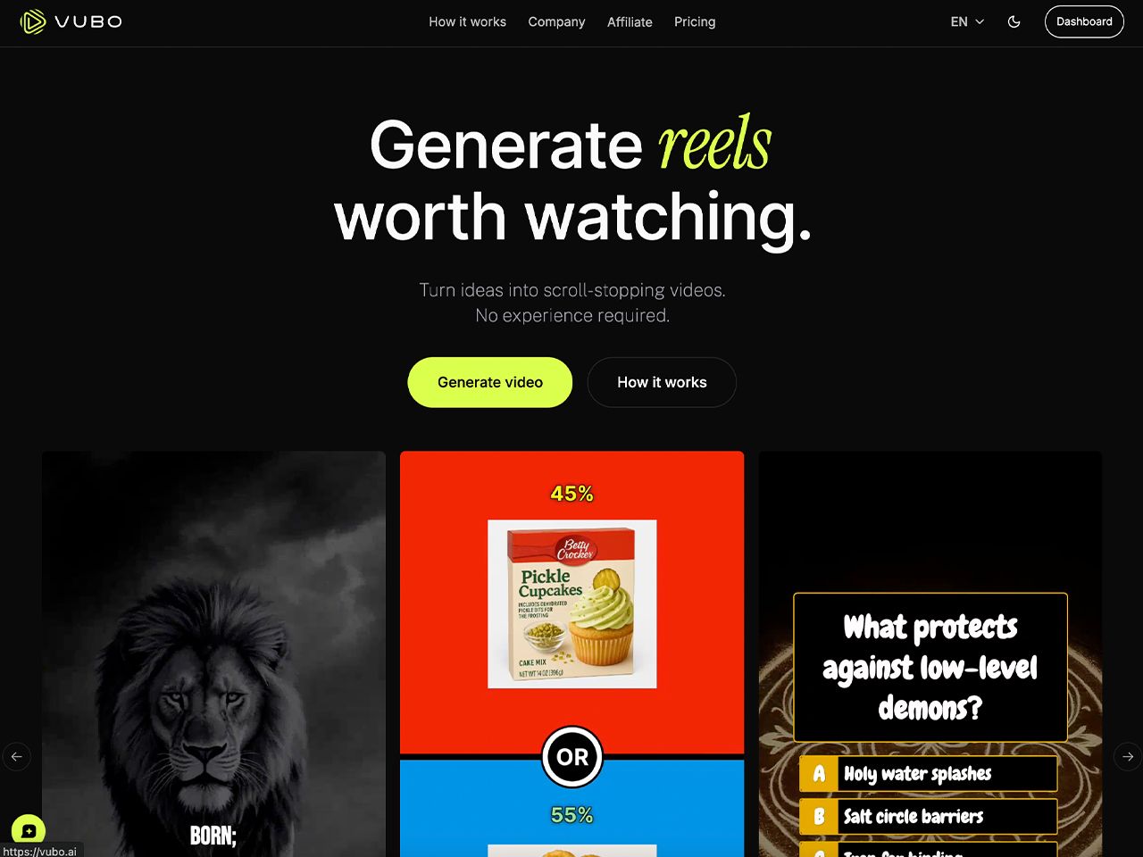 VUBO: Generate viral-ready videos in seconds | BetaList