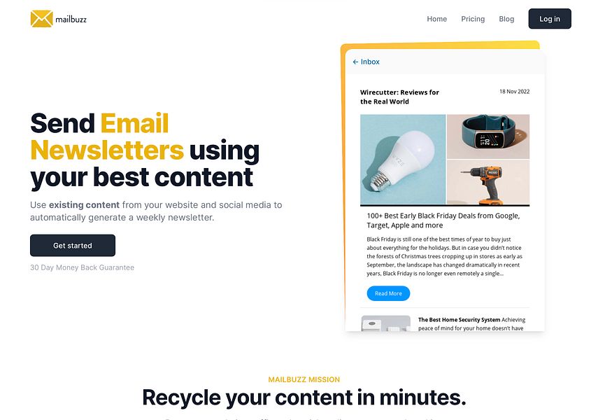 Mail Buzz: Recycle your content into Newsletters | BetaList