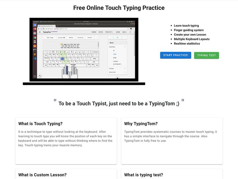 TypingTom: A simple Touch Typing tutor | BetaList