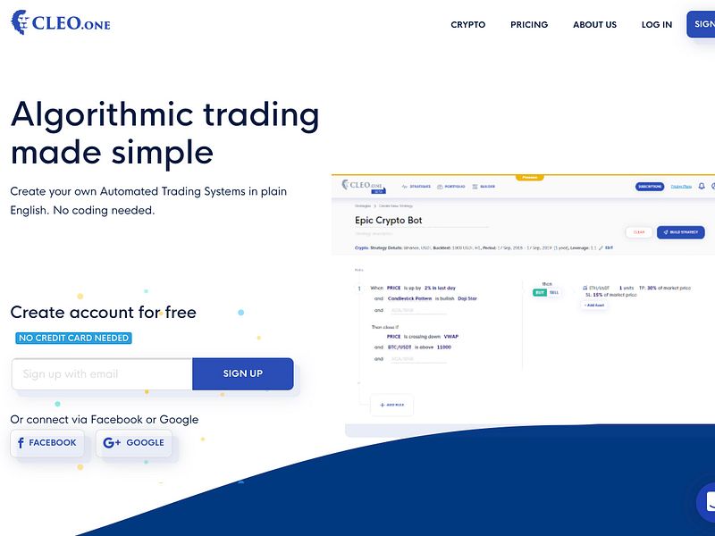 CLEO.one: Test & automate trading strategies, Create | BetaList