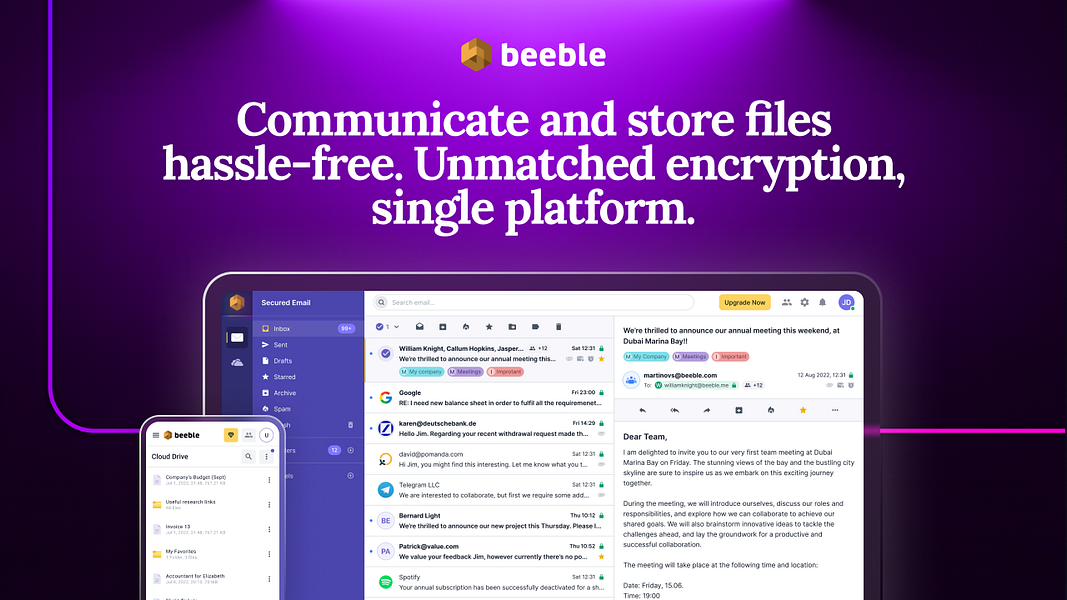 Beeble: Encrypted email and cloud storage | BetaList