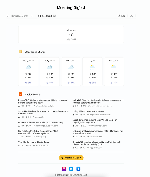 Digest: Create a personalized daily newsletter of your | BetaList