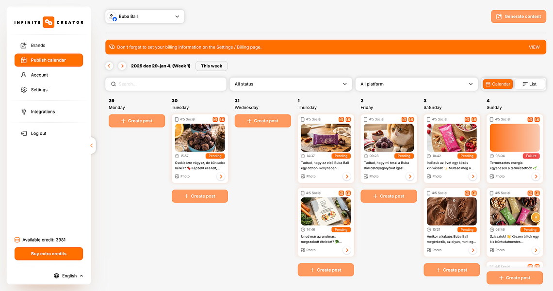 Infinite∞Creator: Generate months of on-brand social | BetaList
