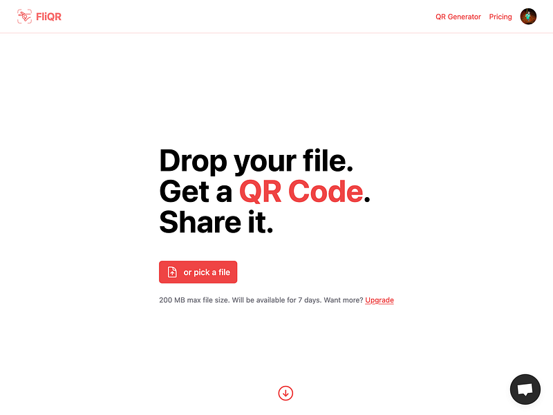 FliQR: Drop your file. Get a QR Code. Share it. | BetaList