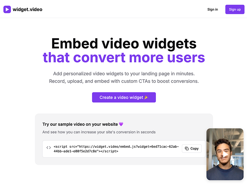 Widget.video: Embed interactive video widgets to your | BetaList