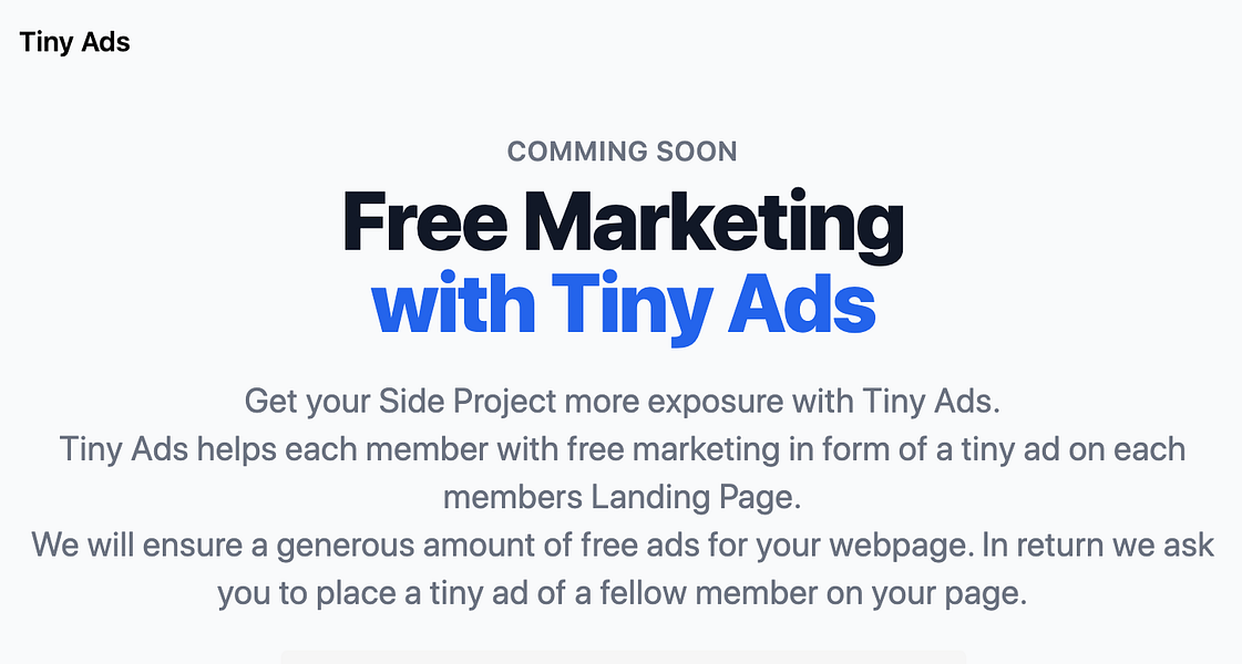 Tiny Ads: Ad network for side projects | BetaList