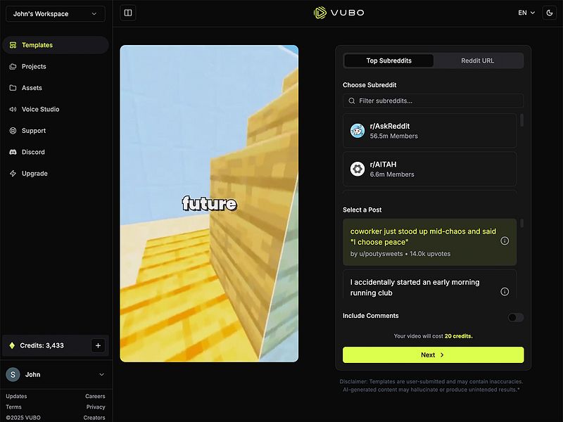 VUBO: Generate viral-ready videos in seconds | BetaList