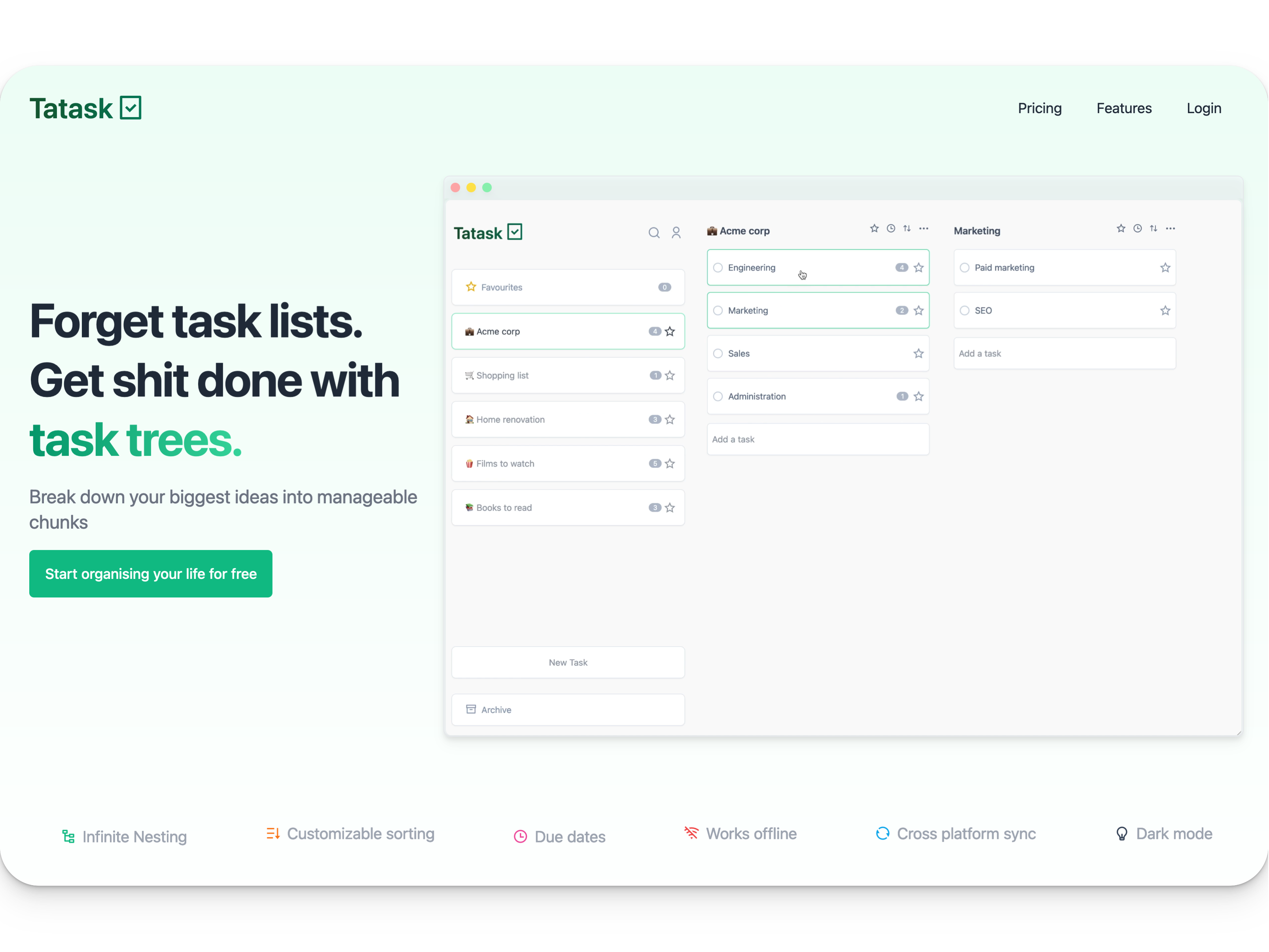 Tatask: Break complex projects into tiny actionable chunks | BetaList