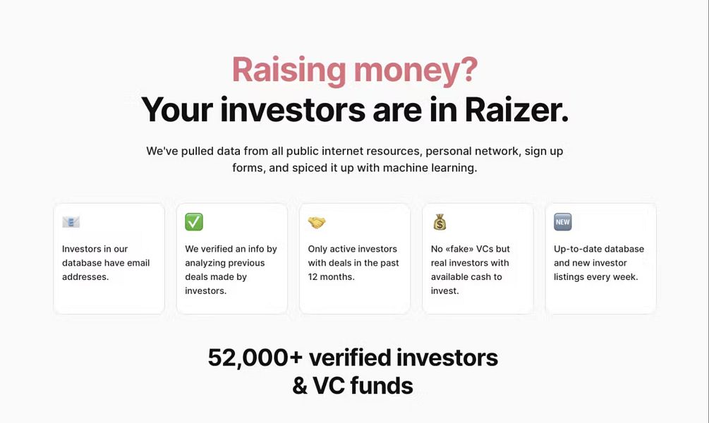 Raizer: The platform where you can find investors for your | BetaList