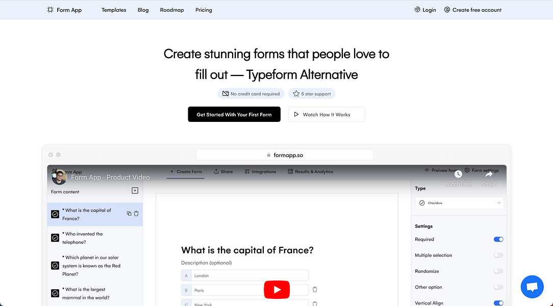 Form App: Create stunning forms that people love to fill | BetaList