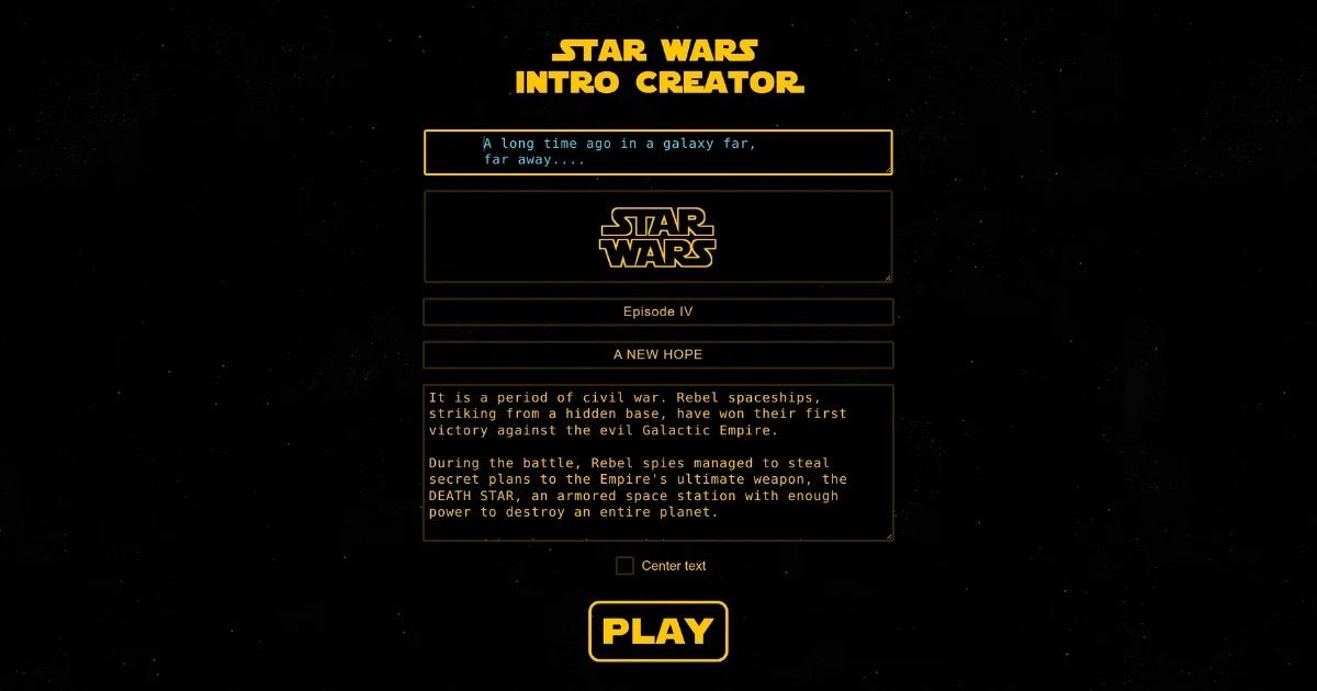Star Wars Intro Creator: Create your own Star Wars style | BetaList