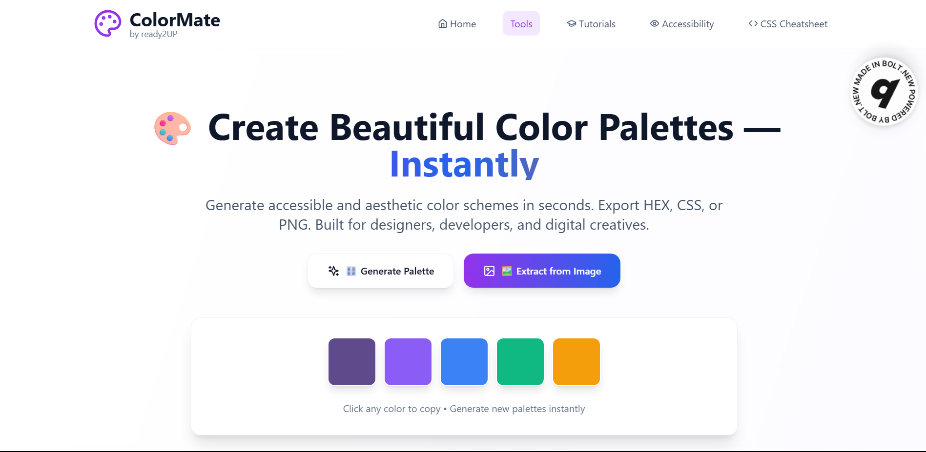 ColorMate: Generate harmonious color palettes for designers | BetaList