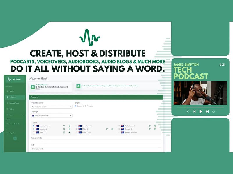 Vocally: Create, Host & Distribute AI-Powered Voiceovers | BetaList