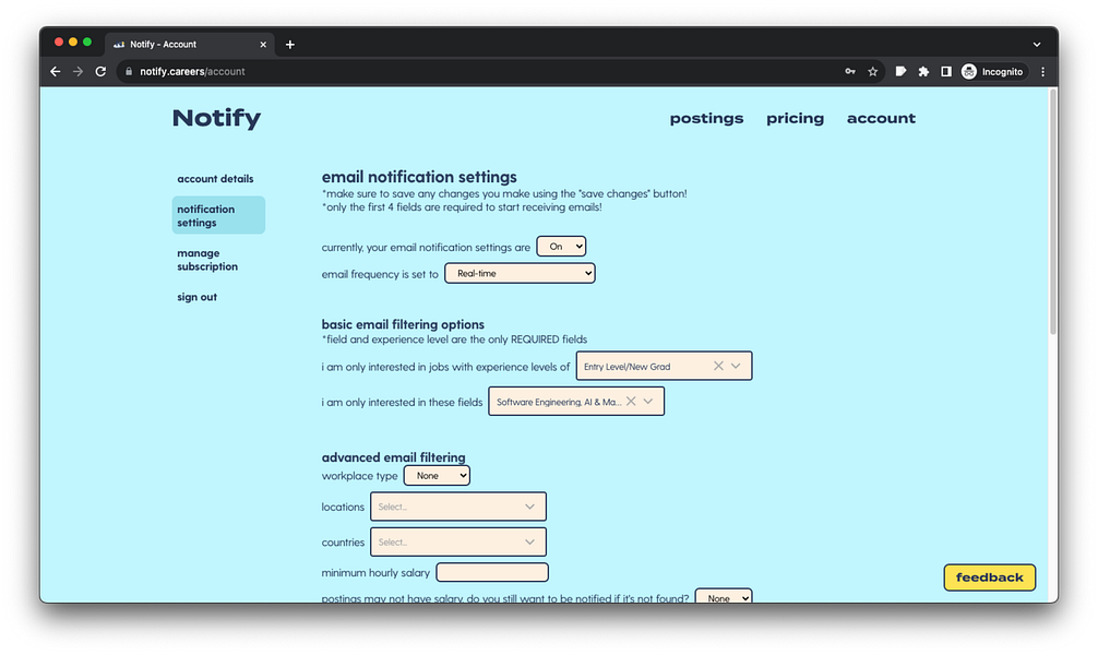 notify: be the first to apply to new job postings | BetaList