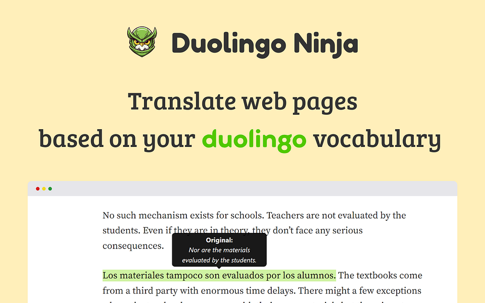 Duolingo Ninja: Learn your Duolingo vocabulary while | BetaList