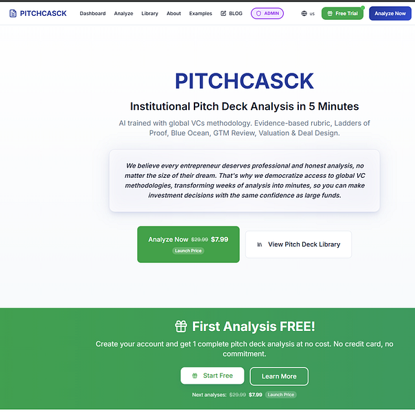 Pitchcasck: Institutional pitch deck analysis in 5 minutes | BetaList