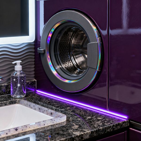Room AI – Cyberpunk Washer with Copper Piping and Neon Drawer