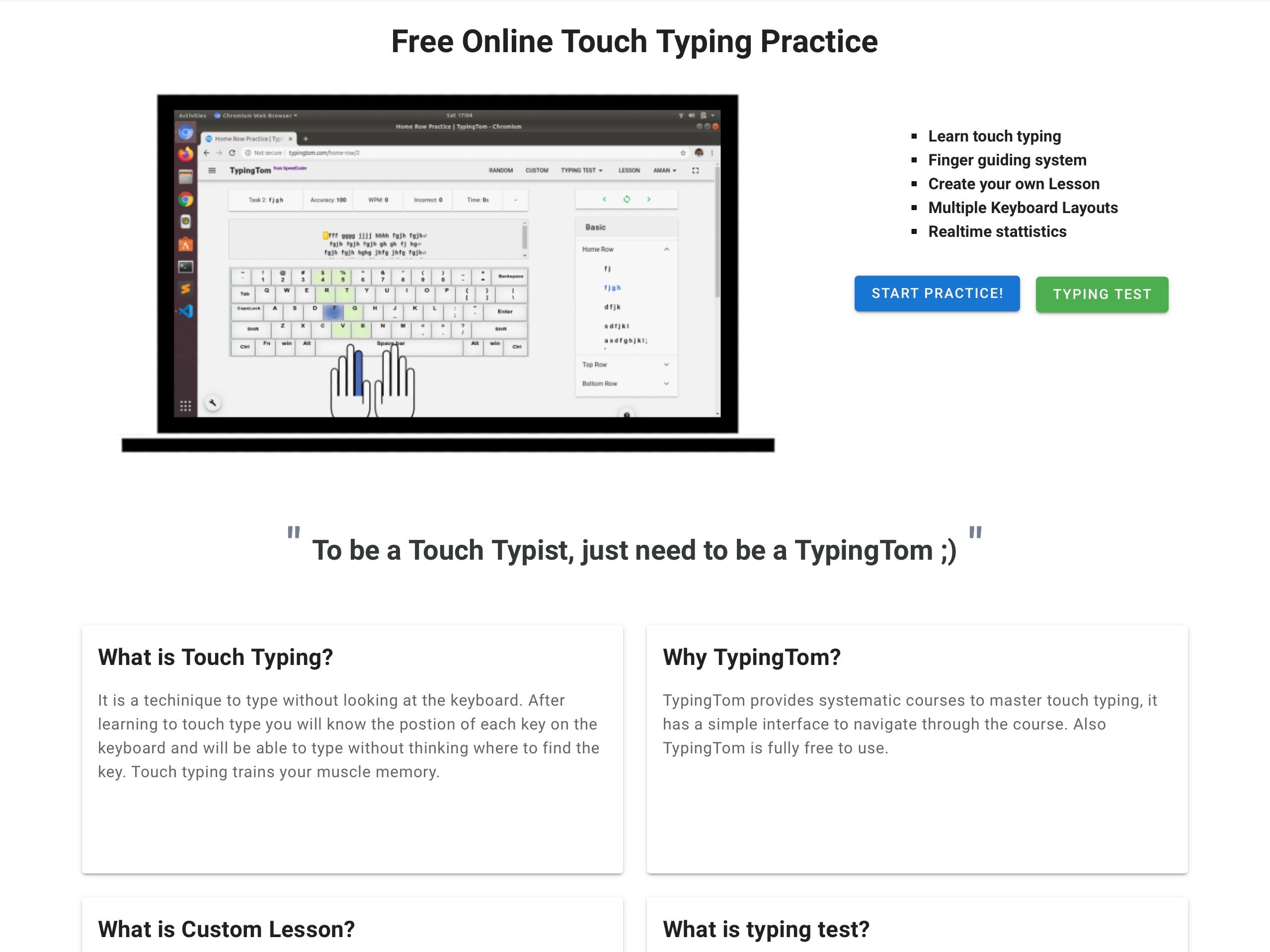 TypingTom: A simple Touch Typing tutor | BetaList