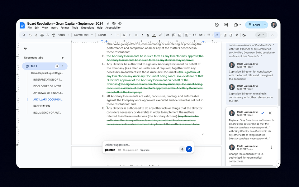 Pointer for Google Docs: AI agent for editing Google Docs | BetaList