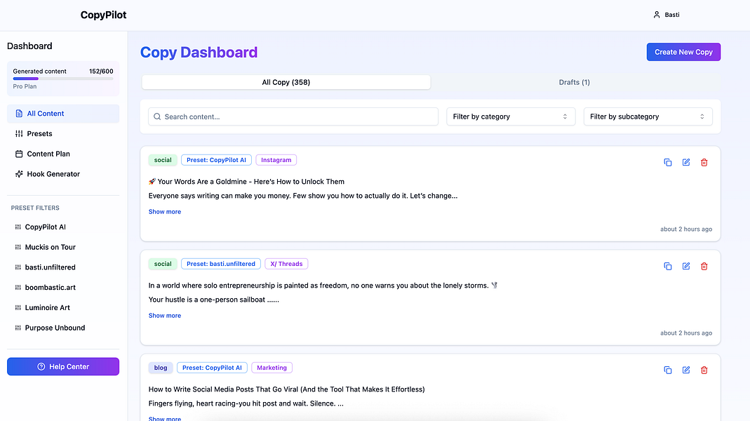 Copy Pilot: Create High-Impact Copy, 10X Faster, Zero | BetaList