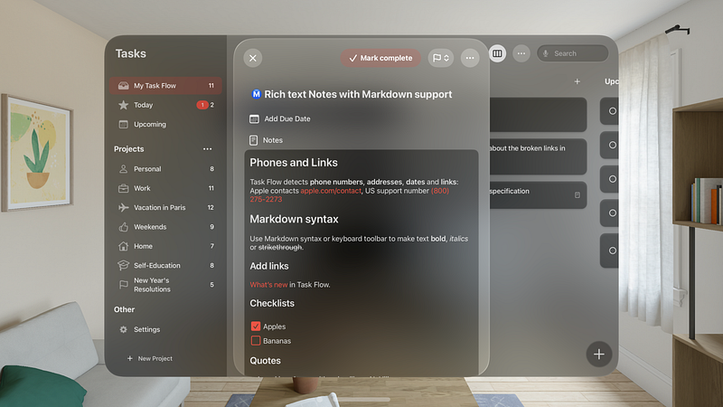 Task Flow: Tasks & Checklist | Vision Directory