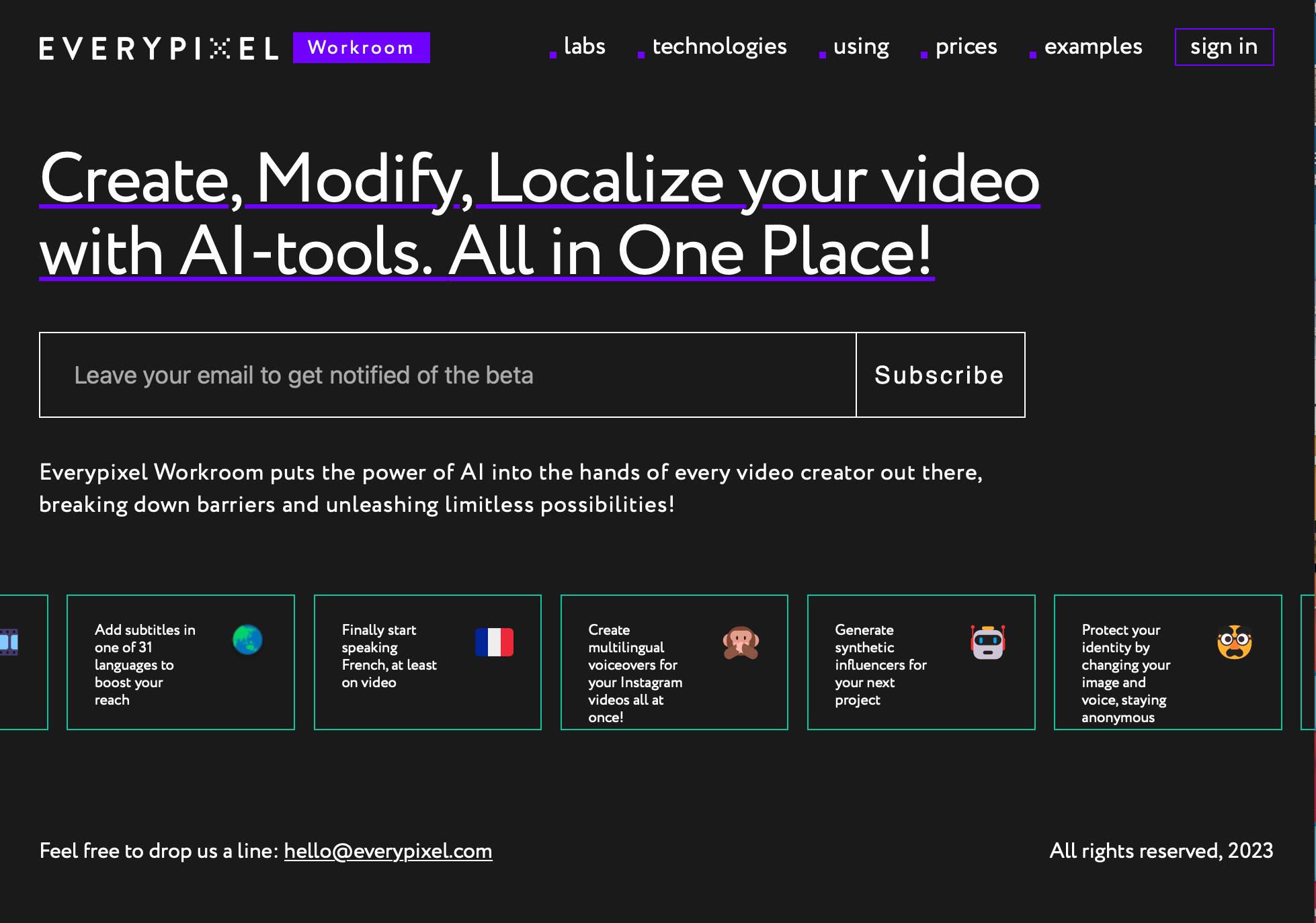 Everypixel Workroom: Create, Modify, Localize your video | BetaList