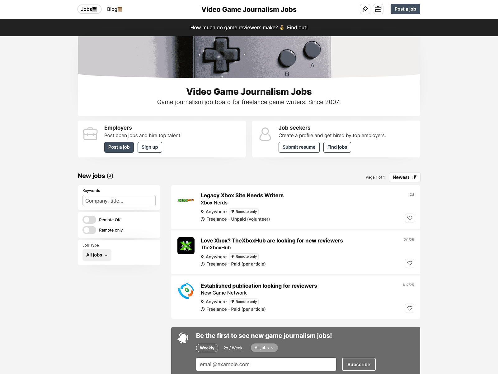 Video Game Journalism Jobs - Job Board Review – Startup Jobs