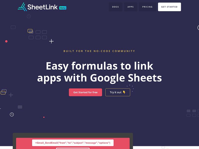 SheetLink: Easy formulas to link apps with Google Sheets | BetaList