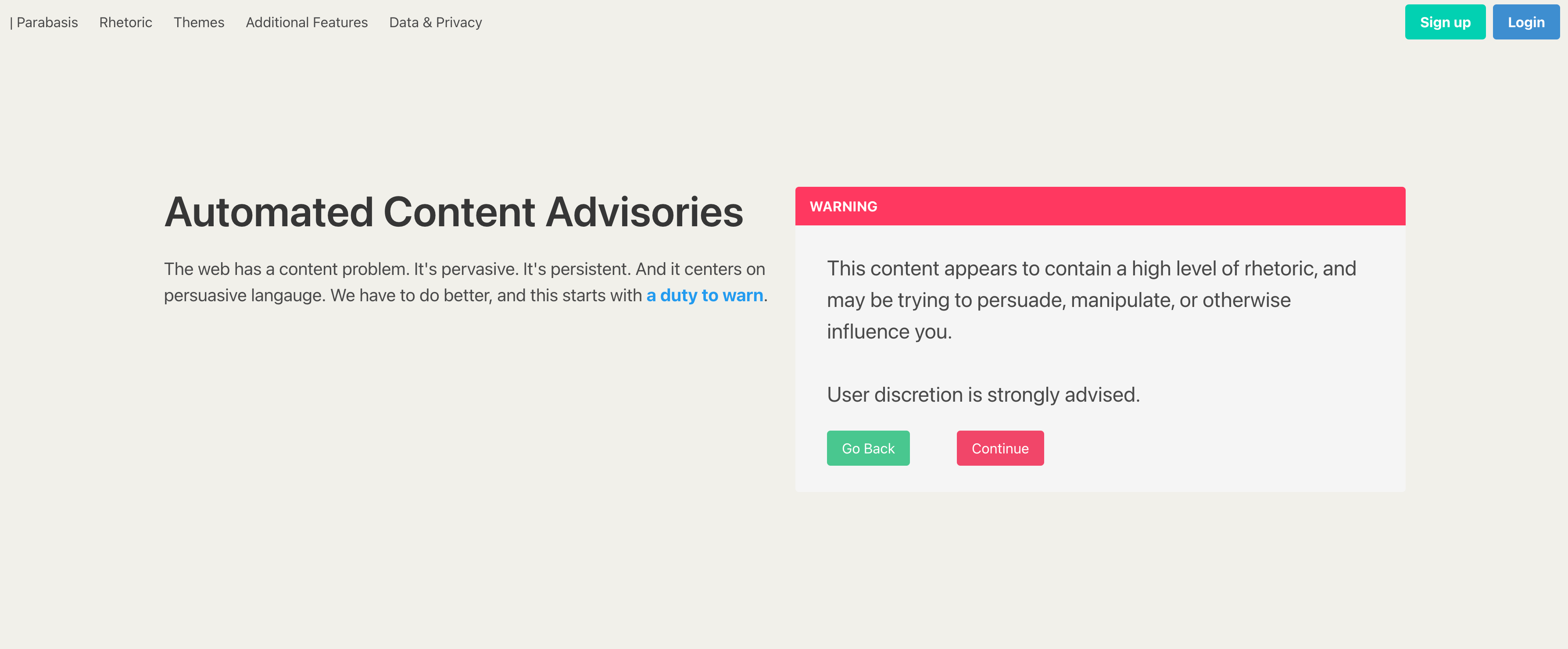 Parabasis: A content advisory system for the internet | BetaList