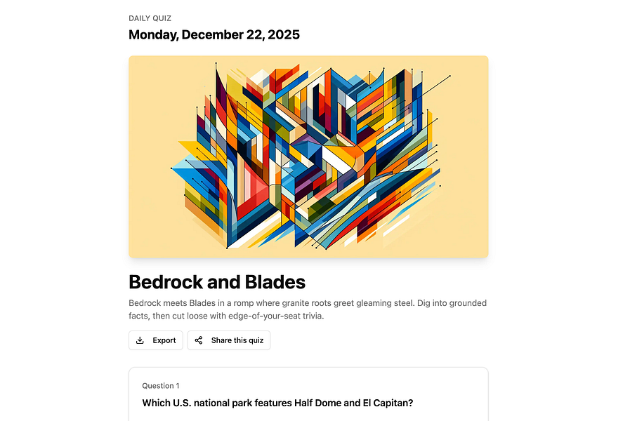 DailyQuiz: Daily quizzes and on-demand quiz generation | BetaList