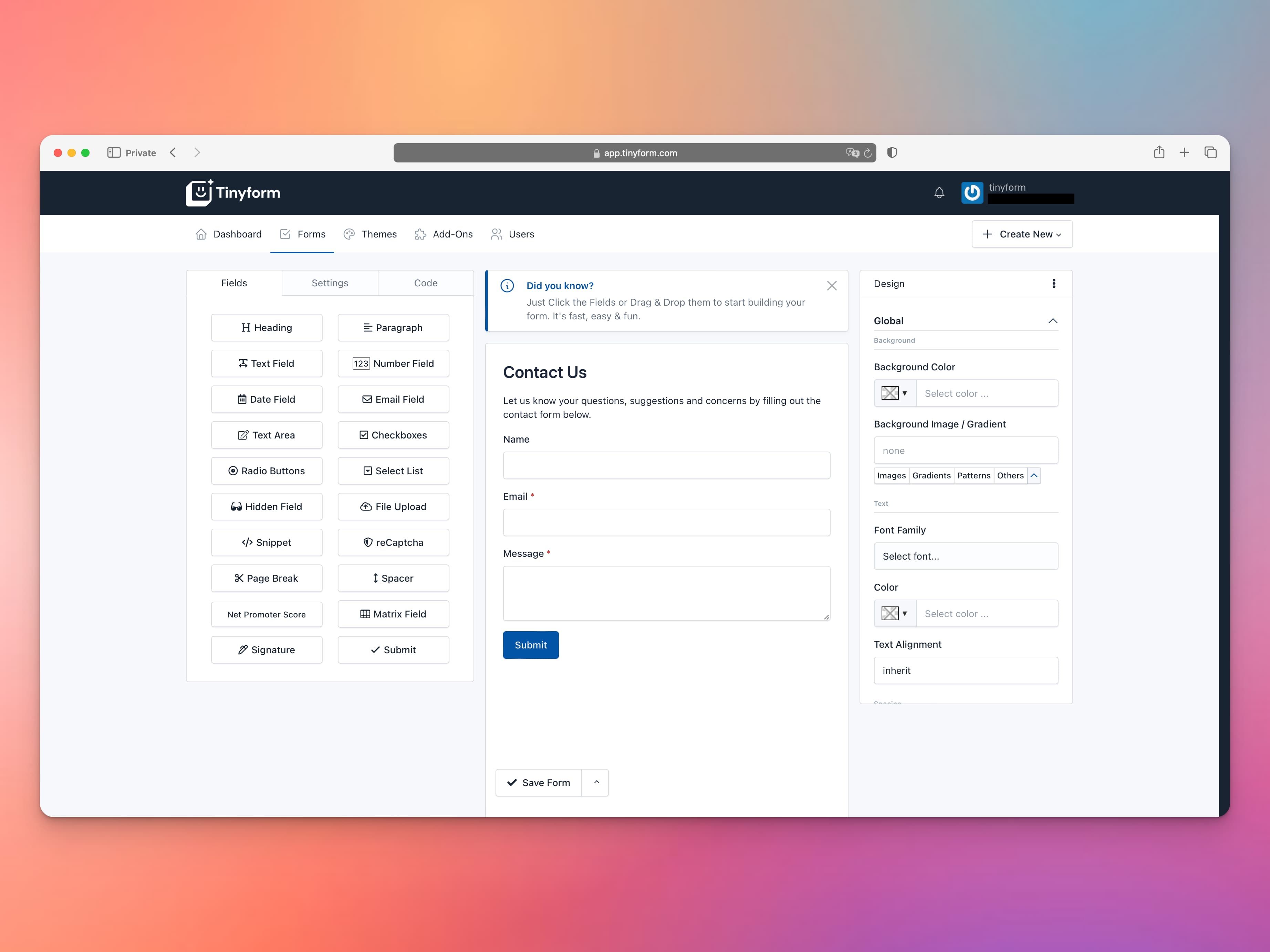 Tinyform: Free form builder tool to craft simple, powerful | BetaList