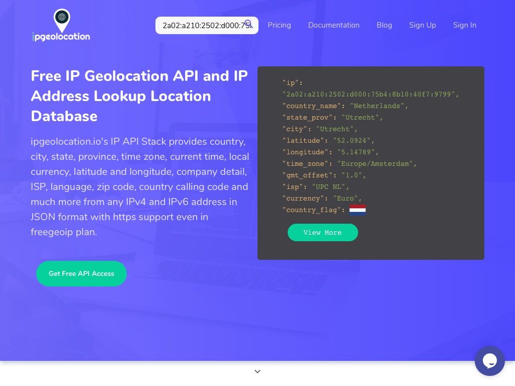 ipgeolocation: Free IP Geolocation API and IP Address | BetaList
