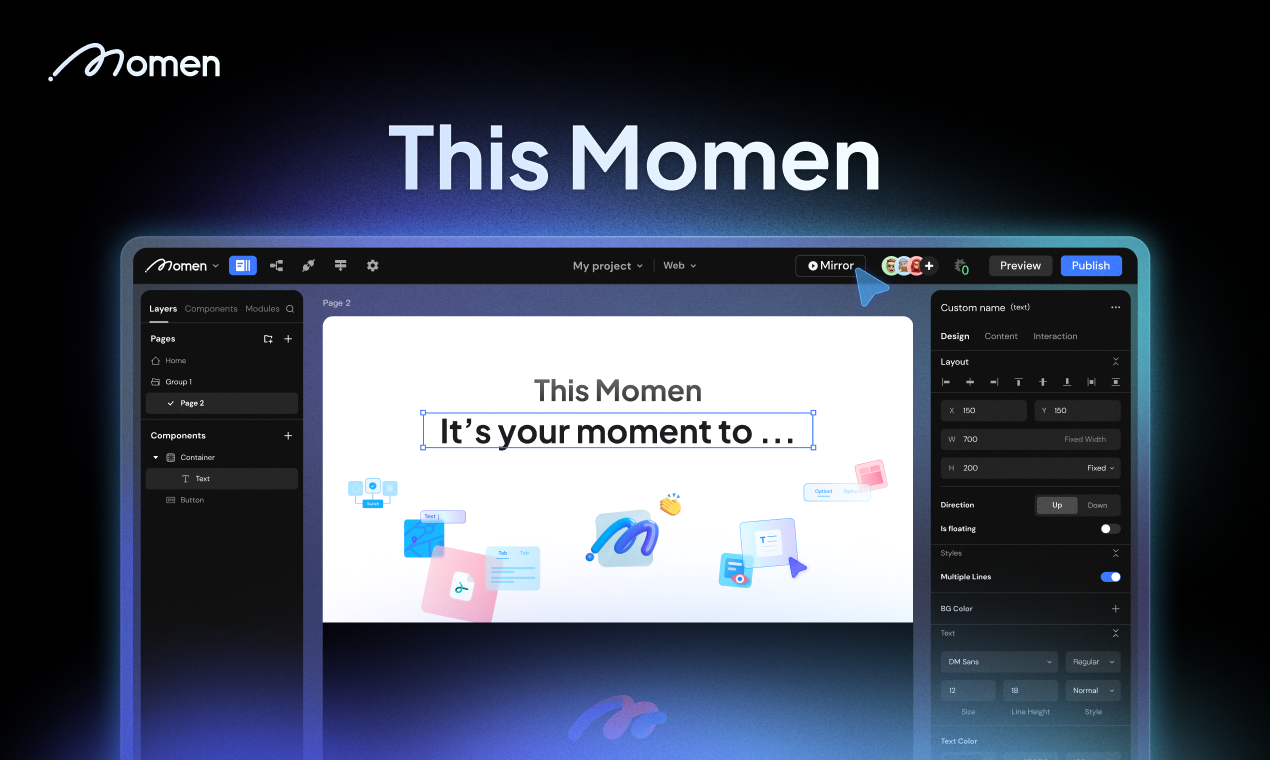 Momen: Build powerful web apps with no code, assisted by AI | BetaList