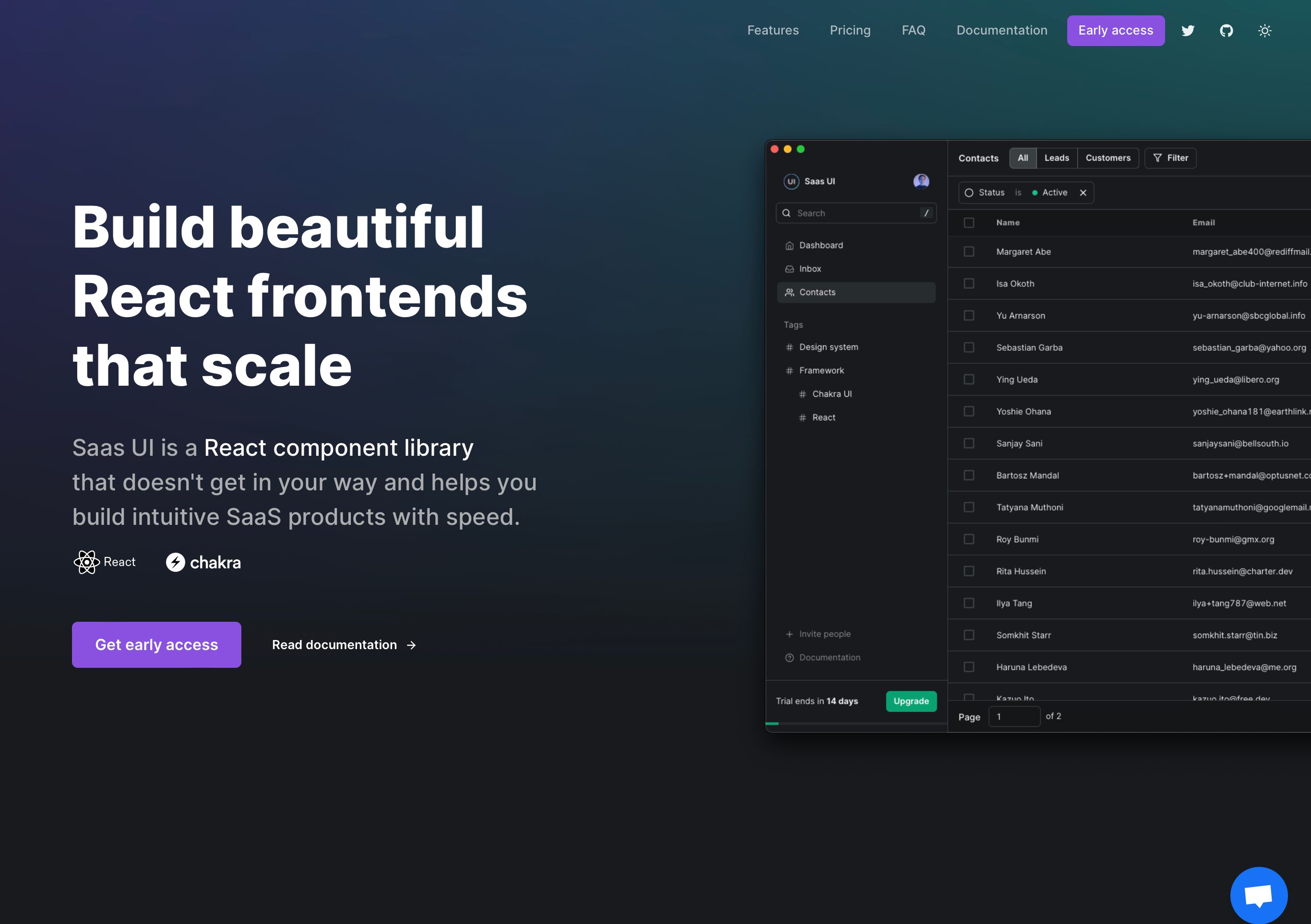 Saas Ui A React Component Library For Startups Betalist 2063