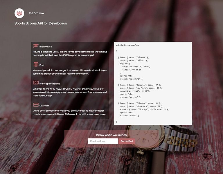 the 5th row: Sports scores API for developers | BetaList