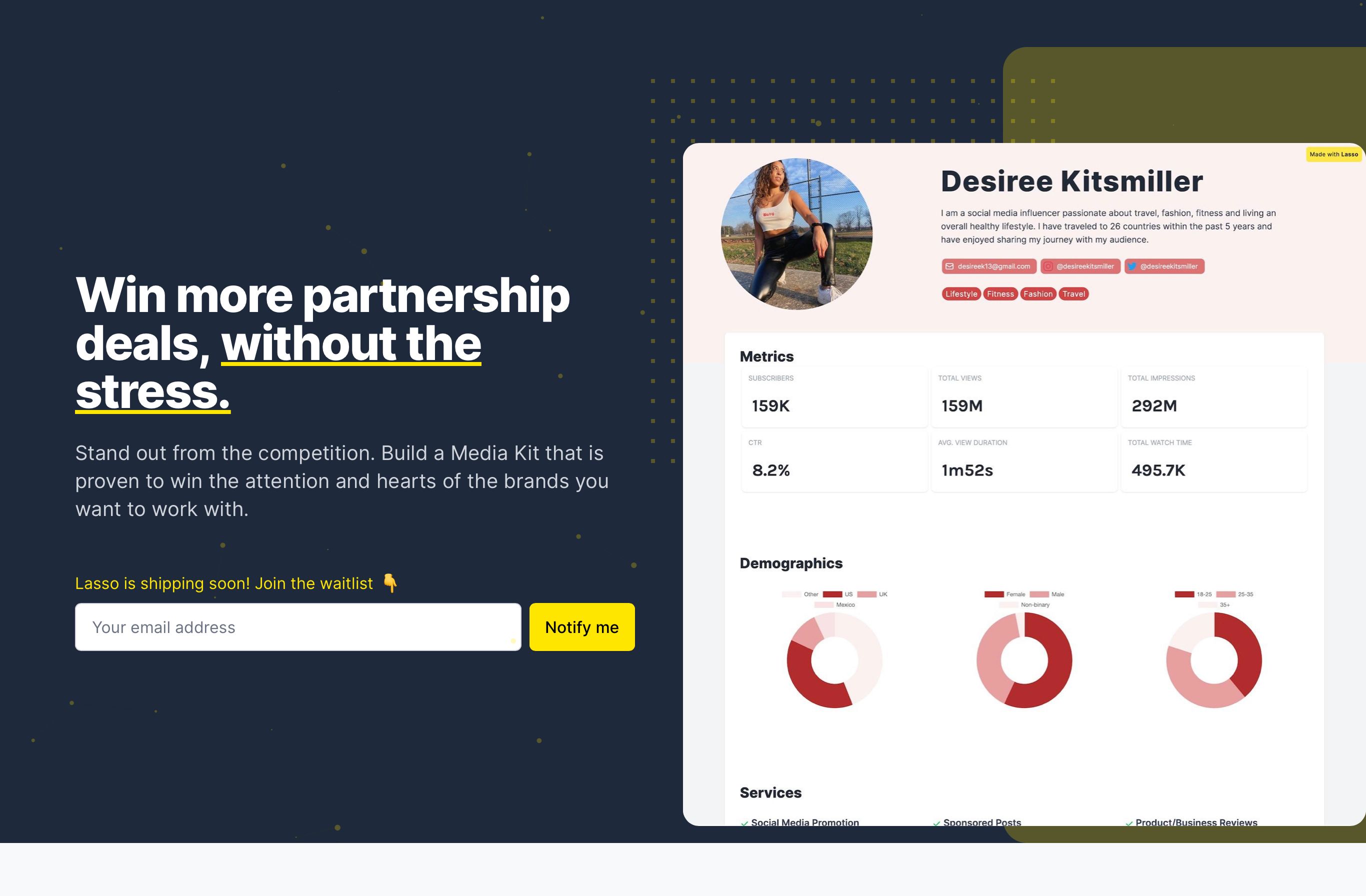 Lasso Media Kit: Your creator resume that will help you win | BetaList