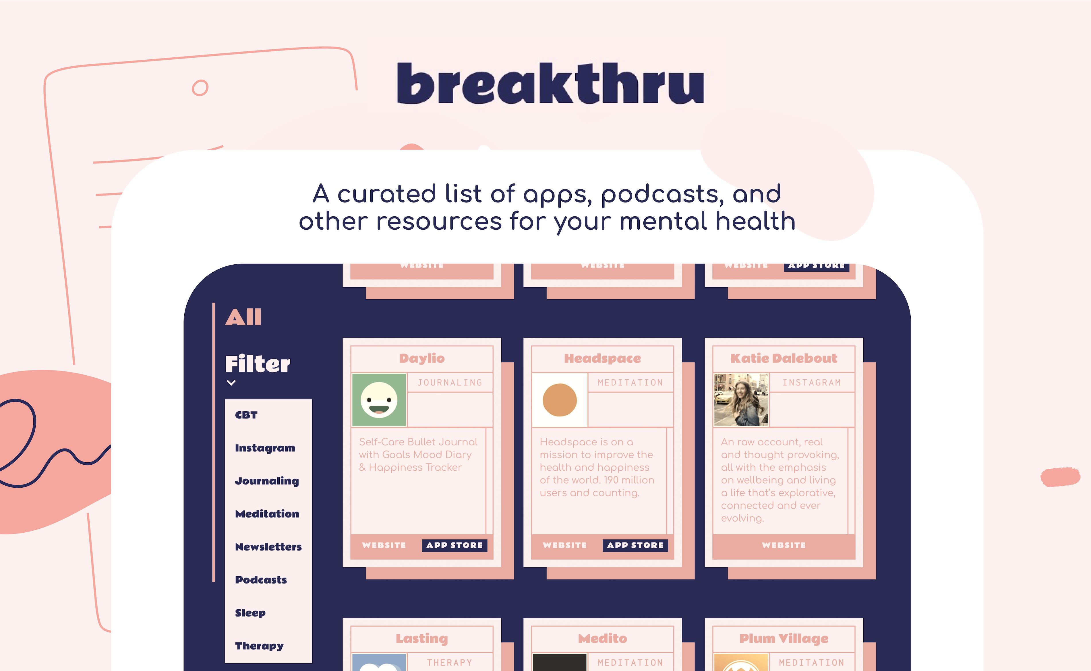 breakthru: Curated apps & resources for your mental health | BetaList