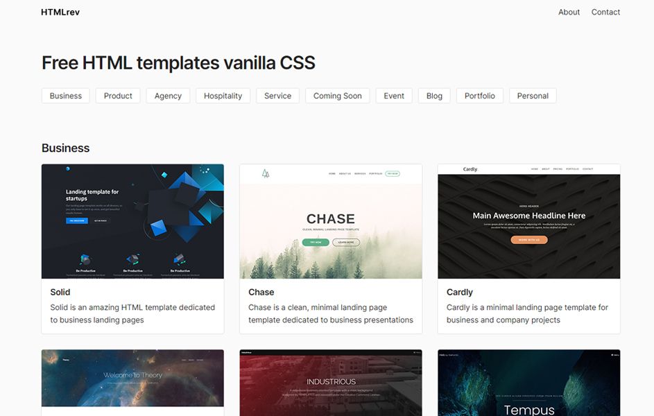 HTMLrev: free HTML, Bootstrap, Tailwind templates | BetaList