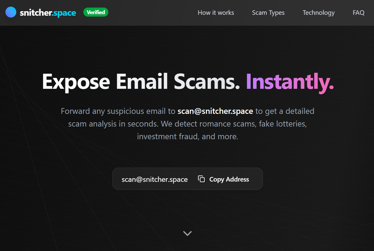 snitcher.space: Expose Email Scams, Instantly | BetaList