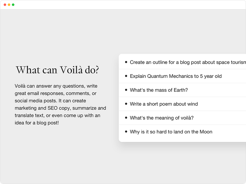 Voila – AI browser assistant: A powerful assistant for any | BetaList