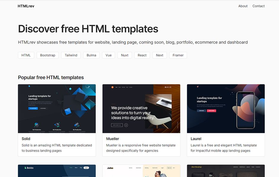 HTMLrev: free HTML, Bootstrap, Tailwind templates | BetaList